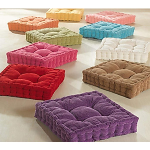 ChezMax Floor Pillow & Cushion, Large Meditation Chair Cushions, Thick Square Seat Pad, Soft Velvet Tufted Seating Pouf for Indoor/Outdoor Yoga Bench Rocking Chair Room Tatami Sofa, Dark Blue 20"x20"