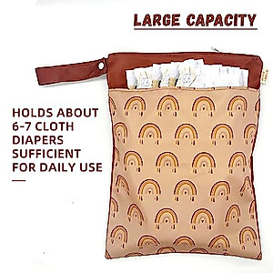 Wet Dry Bags for Baby Cloth Diapers, Waterproof Reusable Wet Dry Bag for Swimsuit and Towels, Travel, Stroller, Diapers, Toiletries, Gym Yoga Clothes Zippered Pockets & Handle Wet Bag (3 Pack)