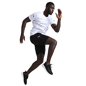 BUYJYA Men's Workout Clothes Athletic Shorts Shirt Set 3 Pack for Basketball Football Exercise Training Running Gym