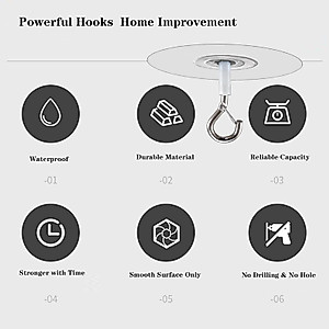 Generic 1 Pcs Adhesive Ceiling Hook - Weight-Bearing Stick-On Ceiling Hook, Sticky Ceiling Hook | Drill Free Hanging Ceiling Hook with Safety Clasp, Water Resistant Hooks for Ceiling Plants Chimes