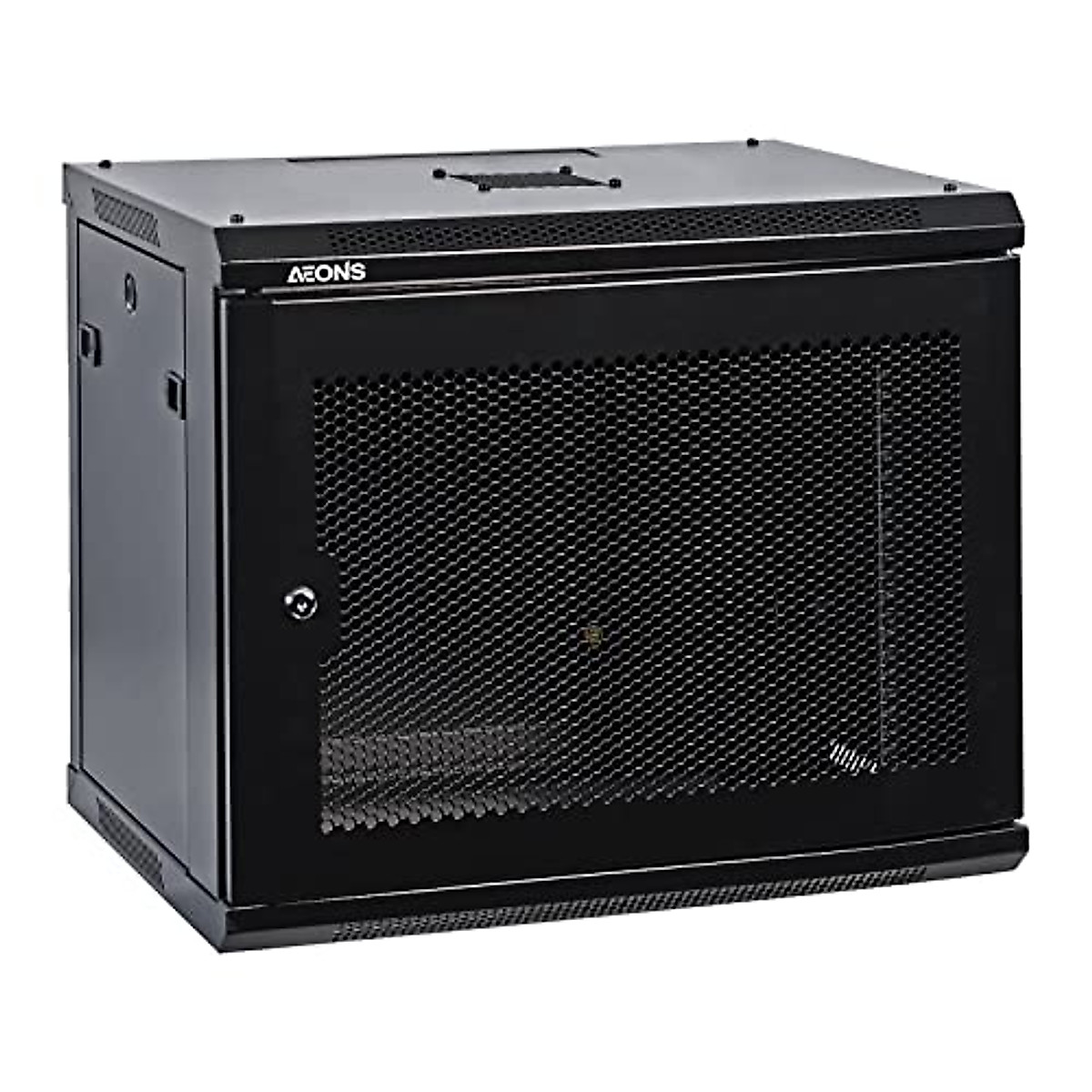 9U Professional Wall Mount Network Server Cabinet Enclosure 19-Inch Server Network Rack Meshed Door Low-Profile Black