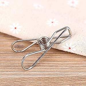 BORDSTRACT 20PCS Stainless Steel Clothes Pegs, Laundry Hanging Clothesline Clips, Long-Lasting Strong-Grip Metal Laundry Clips for Washing Line Snack Bags Washcloth Paper at House Kitchen Office