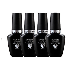 Cuccio Veneer Treatment Pack – Complete LED/UV Gel Polish System, Includes Prep, Fuse, Base, and Top Coat, 13 mL Each