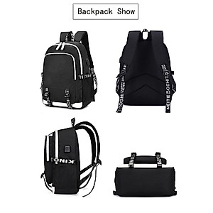 TIMMOR MAGIC Anime Seven Deadly Sins Laptop Backpack with USB Charging Port, Middle School College Bookbags.(Black1)