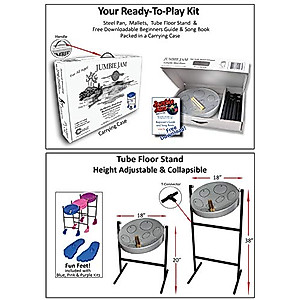 Panyard Jumbie Jam Authentic Steel Drum Kit Chrome Finish with Tube Floor Stand