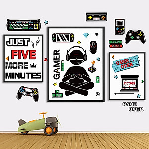 Glow in The Dark Game Wall Decal Video Game Room Decor Gaming Decals for Boys Room Wall Stickers for Kids Bedroom Sticker Home Playroom Decoration