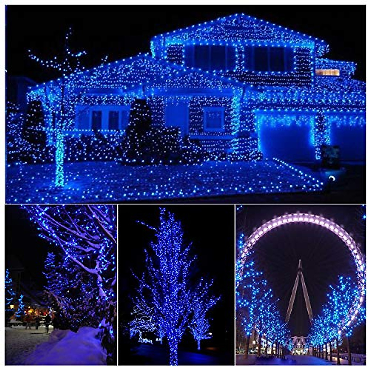 Silvom Blue Christmas Lights, 100 LED Mini Tree Lights, 33ft Xmas Lights, 120V UL Certified Indoor & Outdoor String Lights for Halloween, Christmas Tree, Party, Wedding, Patio, Garden, Home Decoration