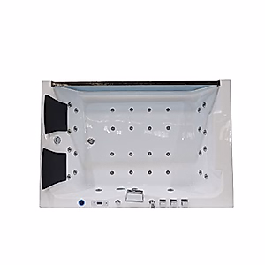 DECORAPORT 71 Inch 2 Person Air Bubble Infusion Whirlpool Bathtub with Control Panel,Air jets with Light, USB for Speaker (D-DK-Q411)