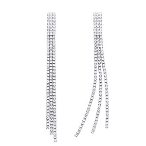 YOQUCOL Cubic Zirconia Crystal Long Drop Dangle Tassel Clip On Earrings CZ Not Pierced For Women