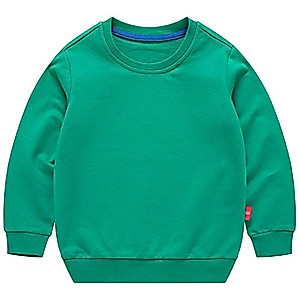 PTPUKE Toddler Boys Girls Solid Cotton Thin Sweatshirt Crewneck Long Sleeve top Green