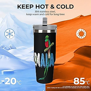Guatemala Flag And Guatemala Quetzal Bird 30 OZ Insulated Tumblers with Handle And Straw Leakproof Vacuum Insulated Stainless Steel Water Bottle for Car Fishing Travel