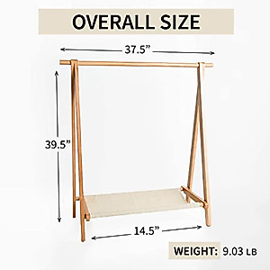 Kids Clothing Rack with Hanging Rod and Bottom Shelf Storage Space- Lightweight and Durable Wooden Frame- Child Garment Rack for Small Space