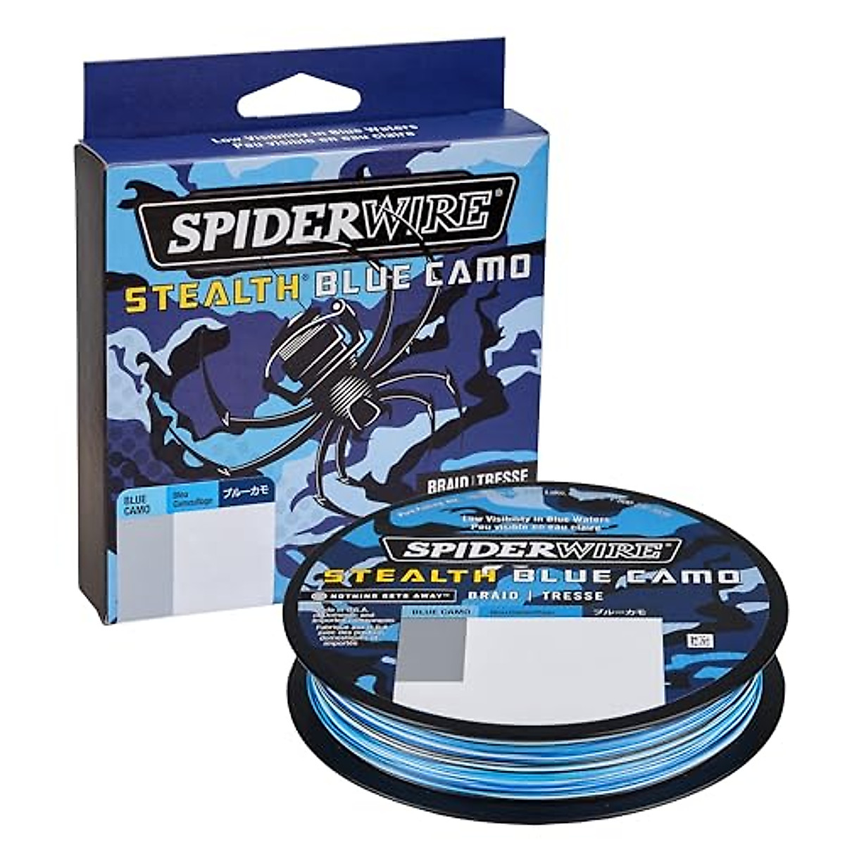 SpiderWire Stealth® Superline, Blue Camo, 30lb | 13.6kg, 200yd | 182m Braided Fishing Line, Suitable for Saltwater and Freshwater Environments