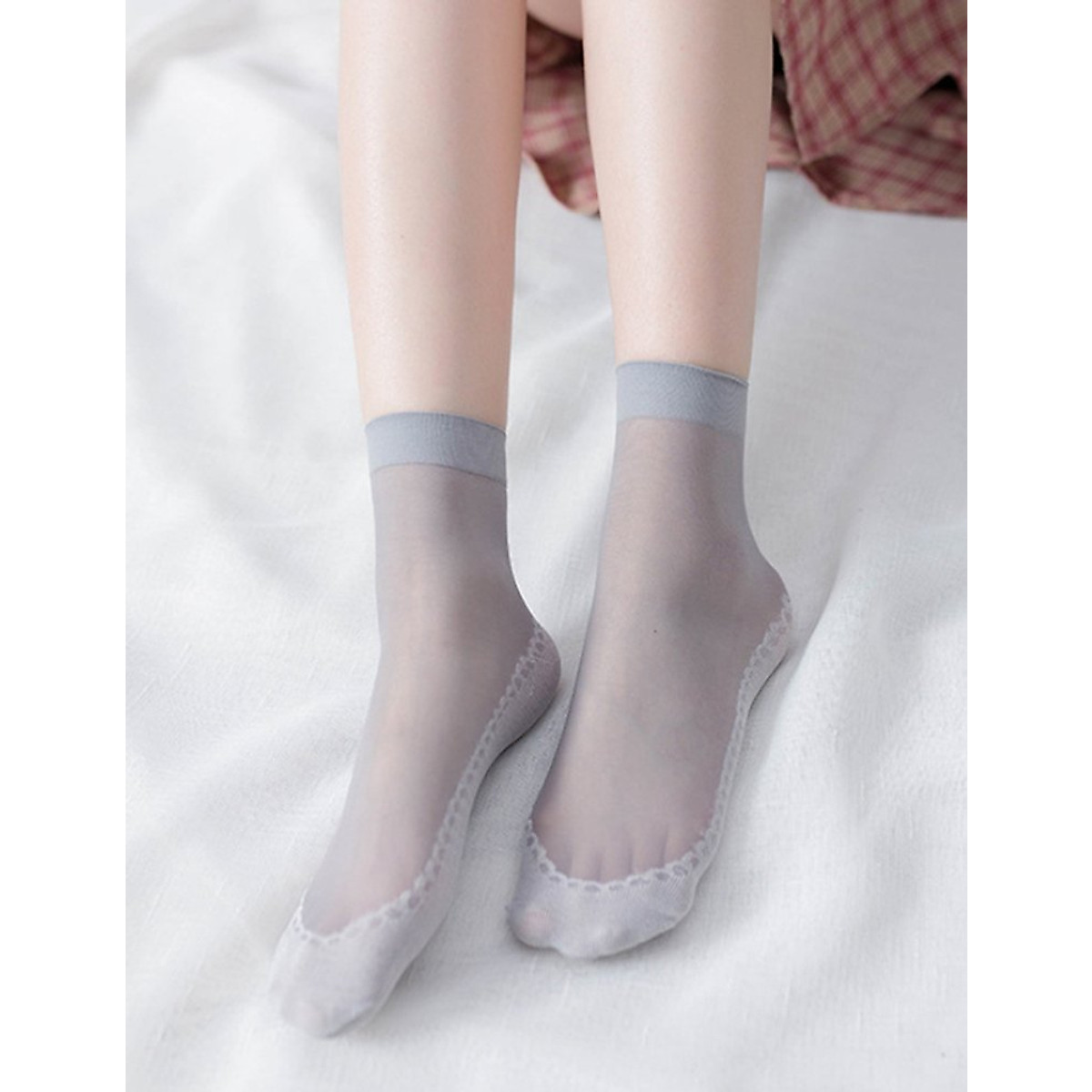 AOUBAS Women's 10 Pairs Silky Thin Nylon Short Ankle Socks