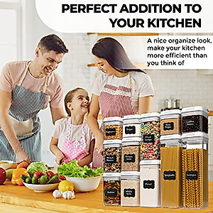 Shazo Airtight Food Storage Containers 12 PC Set, Kitchen Pantry Organization Plastic Containers + Labels +Marker BPA FREE Food Storage Container for Sugar, Rice, Cereal, Flour + Interchangeable Lids