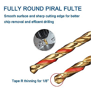 60PCS Mini Titanium Twist Drill Bit Set, HSS43 Fully Ground Micro Drill Bits for Wood, Metal,Plastic, Aluminum Alloy,Steels (3/64"-1/8")…