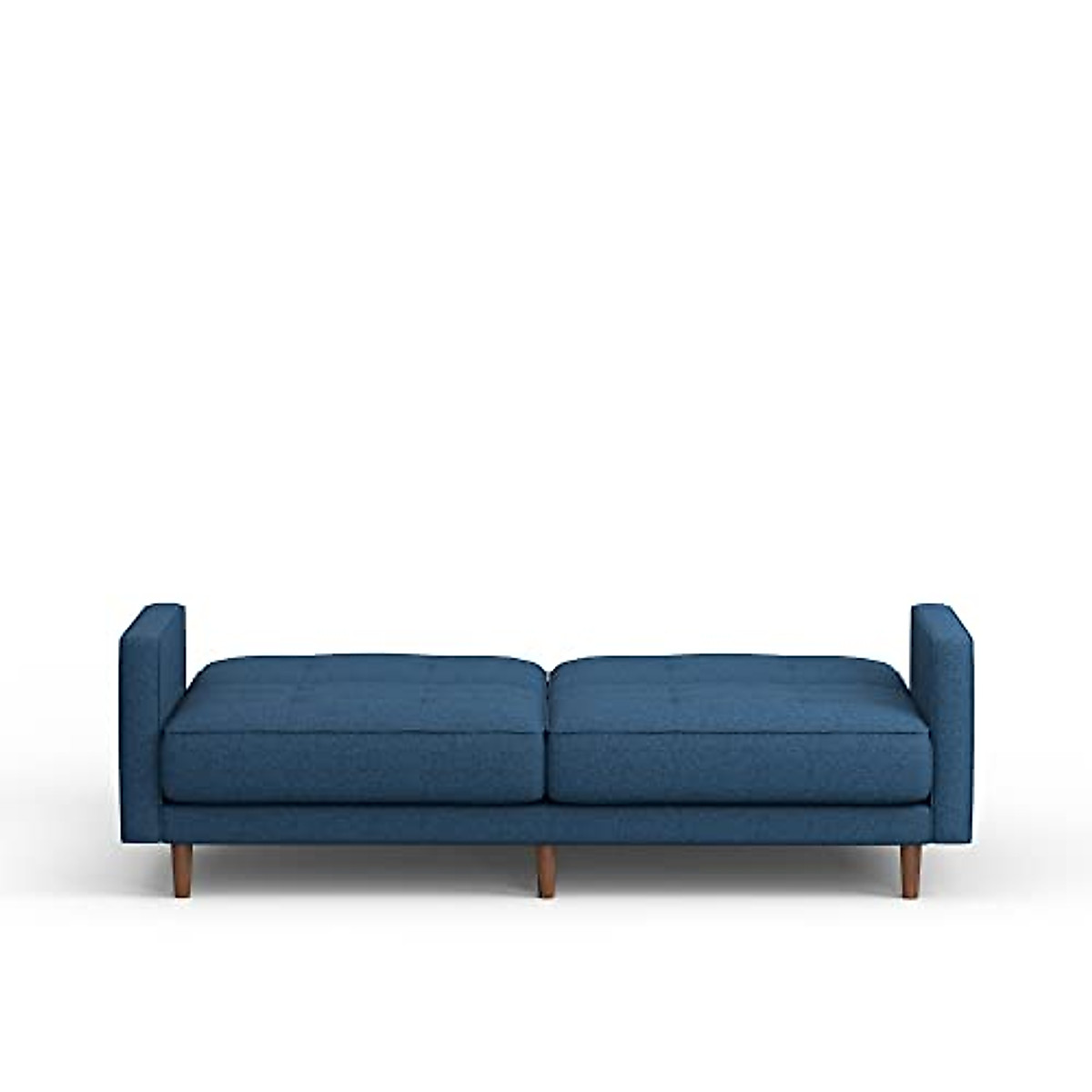 Glenwillow Home 81.5" Mies Square Arm Sleeper Sofa with 8-Button Tufting in MCM Vintage Design in Blue