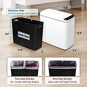 TrashAid Touchless Motion Sensor Trash Can with Lid, 2.4 Gallon Bathroom Stainless Steel Slim Trash Bin Automatic, Small Office Garbage Can White Wastebasket for Toilet, rv, livingroom, 9 Liter