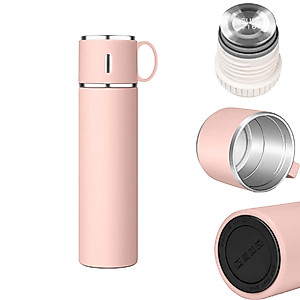 Ballyware 20oz Stainless Steel Vacuum Insulated Flask, Leak Proof Thermos For Hot Drinks With Cup - For Indoor and Outdoor (White)
