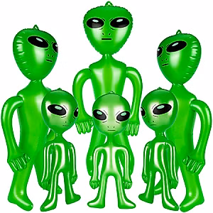 6pcs Alien Inflatable Balloons, 33 Inch Inflatables Alien and 21 Inch Alien Inflates Balloon for Alien Party, Halloween, Christmas, Birthday Decoration (Green)