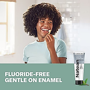 Natean Clean + Whiten Charcoal Toothpaste, Fluoride Free, Clean Mint - 4.7 Oz Tube