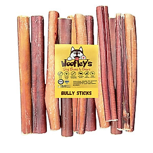 Woofley's 6" Regular Sized Buffalo Bully Sticks - (25 Count) - Bully Sticks for Dogs - Long Lasting Bully Stick Dog Chews