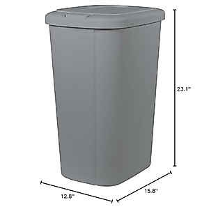 FGriD 13.3 Gallon Trash Can, Plastic Touch Top Kitchen Trash Can, Grey