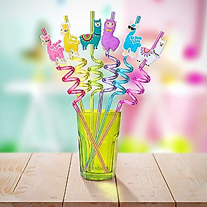 24 LLama Straws Party Favors for LLama Birthday Party Supplies with 2 Cleaning Brush