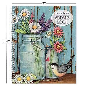 Large Print Jar Address Book by Susan Winget - Large Print Address Book, 56 Pages, Big 7 inch by 8-1/2 inch, Spiral-Bound, Easy Reading Legible Print Forms