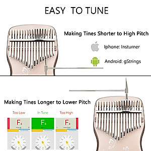 ALAUTRY Kalimba Thumb Piano 17 Keys, Portable Mbira Finger Piano with Music Books & Tuning Hammer, Gifts for Kids Adults Beginners Professional…