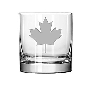 MIP Brand 11 oz Rocks Whiskey Highball Glass Maple Leaf Canada