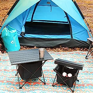 ROCK CLOUD Portable Camping Table Ultralight Aluminum Camp Table with Storage Bag Folding Beach Table for Camping Hiking Backpacking Outdoor Picnic