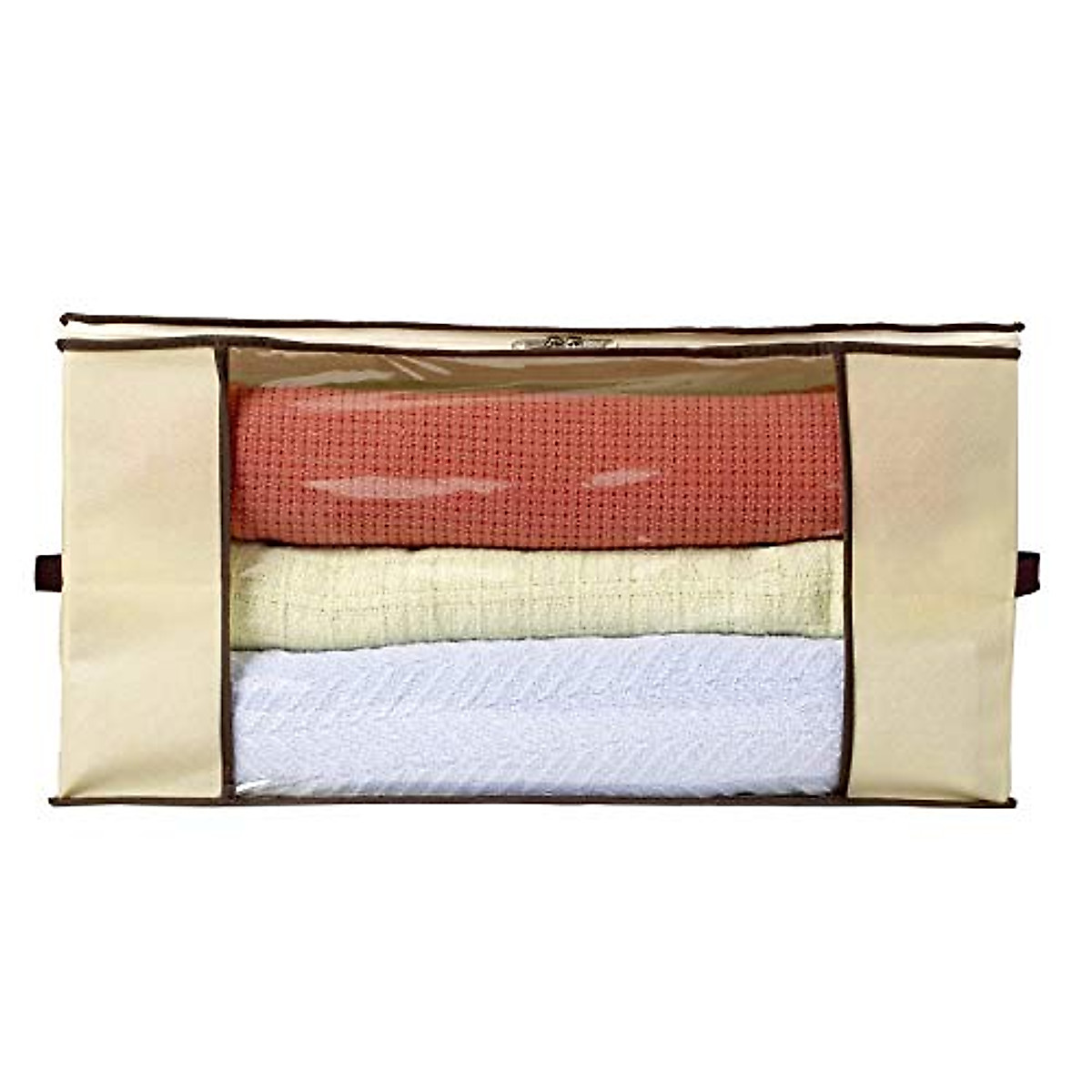 Ziz Home Blankets Clothes Storage Bag Closet Organization | Linen Blanket Storage Sweater Storage Duvet Storage Bags Clear Transparent Window (3)