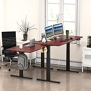 SHW 55-Inch Large Electric Height Adjustable Standing Desk, 55 x 28 Inches, Cherry