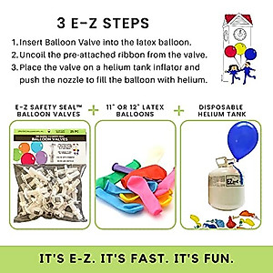 Big Barrel E-Z Safety Seal Balloon Valves - Quickly Seals Latex Balloons - 25 Ct