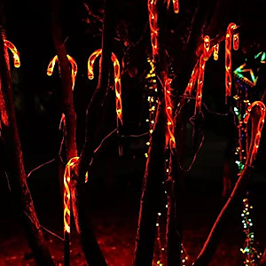 Yckeogln 5PCS Solar Crutch Outdoor LED Floor Lights, Waterproof Warm Christmas Decorative Street Lights, Ground Lawn Night Lights, Path Garden Lights Indoor and Outdoor Holiday Decorations (Crutch)