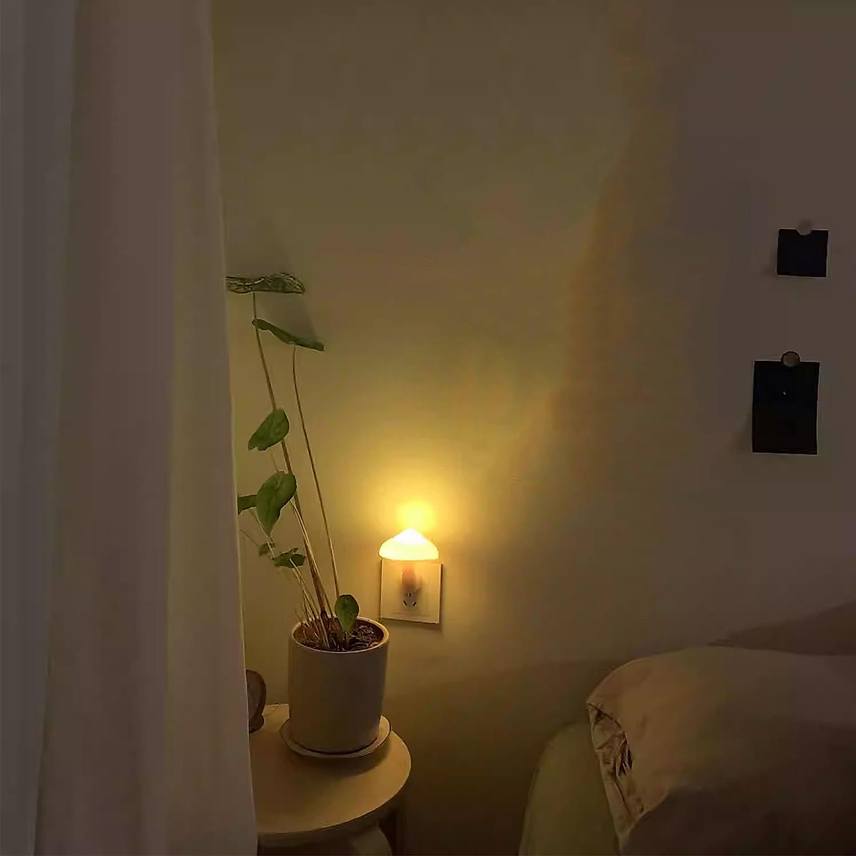 ESUPPORT Mushroom-Shaped Energy Saving Sensor LED Night Light with Plug Yellow(Average Life Expectancy 50000h)