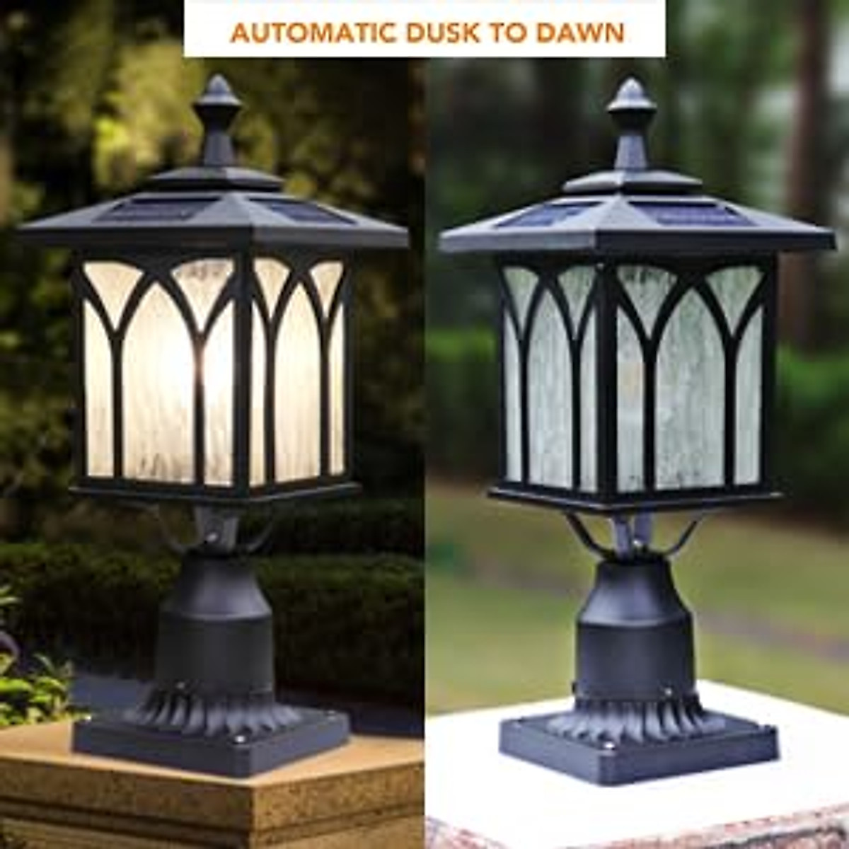 Kemeco ST4328Q Solar Post Light Outdoor Cast Aluminum LED Lamp Fixture with 3-Inch Fitter Base for Yard Garden Post Pole Pillar Mount Landscape Driveway