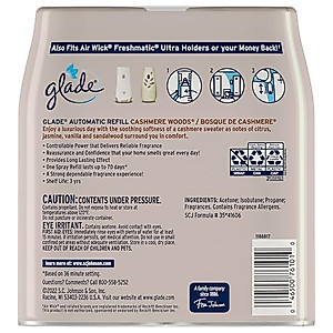 Glade Automatic Spray Refill, Air Freshener for Home and Bathroom, Cashmere Woods, 6.2 Oz, 2 Count