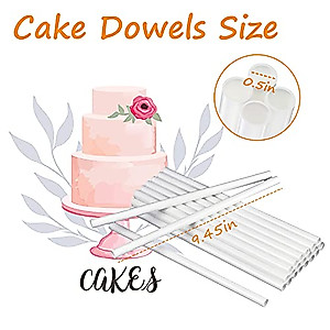 30 Pcs Cake Dowel Rods, 9.5 Inch Plastic Cake Support Rod White Cake Stand Sticks for Tiered Cake Construction and Stacking