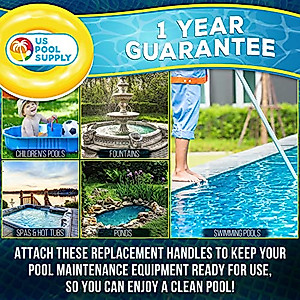 U.S. Pool Supply 2 Premium Pool Vacuum Head Replacement Handles - Sturdy Plastic Handles with Butterfly V Clips & Locking Pins - EZ Clips, Attach to Pool Accessories & Standard 1-1/4" Telescopic Poles