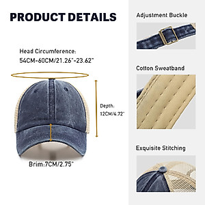 3 Packs Vintage Washed Cotton Distressed Mesh Cap Baseball Cap Golf Suitable for Men and Women