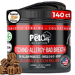 Pet Chef Allergy Defender - Natural Dog Allergy Relief Chews - Effective Medicine for Dog Allergies, Environment and Household Irritant Prevention - Safe & Strong Allergy Supplements for Dogs