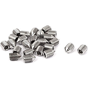 Set Screws Cone Point Mixed (16 Pack) 5mm Length 0.196" Long 3/16", Various Metric Threads, M3, M4, M5 & M6. A2 Grade Stainless Steel Hex/Allen Key Socket Cone Point Grub Screw/Set Screws