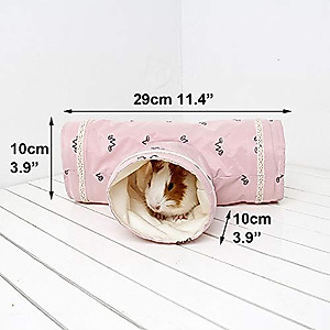 Amakunft Guinea Pig Tunnels and Tubes, Guinea Pig Hideaway Play Toy, Tunnel for Hedgehog, Hamster, Mice, Rats, Gerbil Rat, Squirrel (Pink)