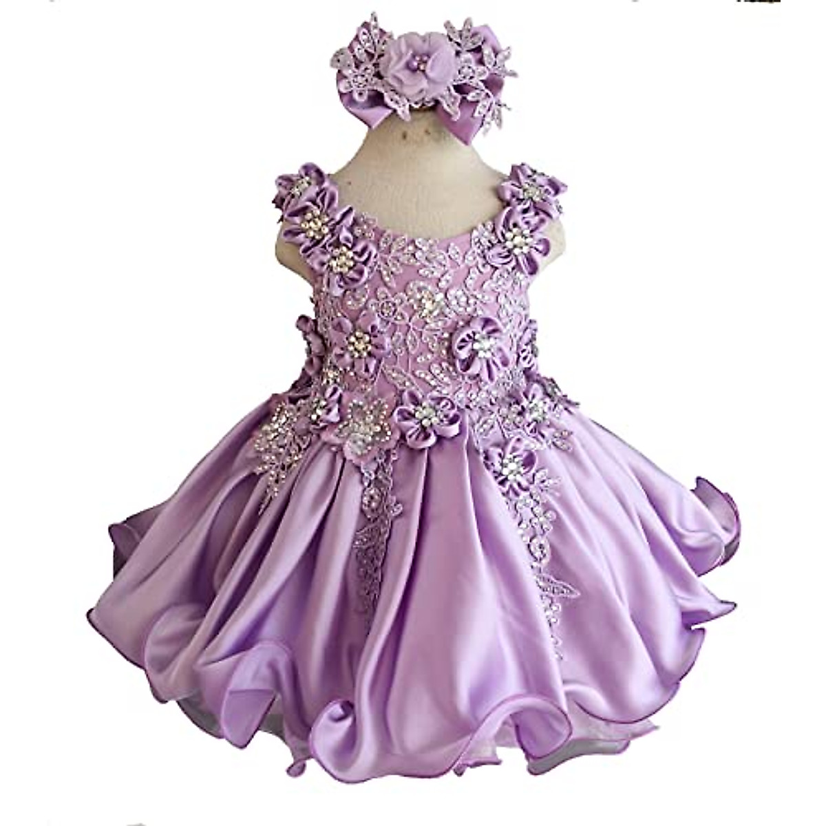 Jenniferwu G535 Infant Toddler Baby Newborn Little Girl's Pageant Party Birthday Dress Lilac Size 12-18Mos