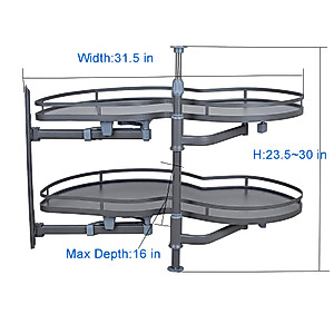 LOVKIT Blind Pull Out Shelf 2 Tier Pull Out Organizer For 36 Inch Blind Corner Cabinetry Double Layer Lazy Susan Rotating Shelves For Under Countertop Space Left Swing Out Tray Black Corner