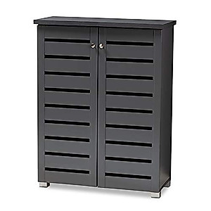 BOWERY HILL 2-Door Wood Entryway Shoe Cabinet in Dark Gray