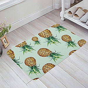 Front Door Mat Floor Mats for Home Decor, Retro Pineapple Memory Foam Runner Entryway Area Rug Non-Slip Absorbent Doormat Washable Rug, 18x30Inch Welcome Mats for Bedroom Decor Living Room Decor