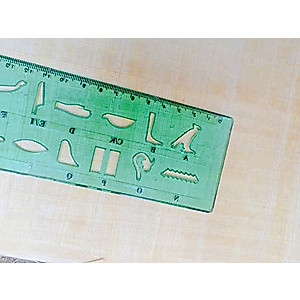 6 Egyptian Pharaoh Papyrus Blank Bookmarks Book Marks Book Mark + 2 Plastic Stencil Ruler Write Your Name Papyri Hieroglyphic Hieroglyphics Alphabet History Teaching Educational Set Art Scrapbooking